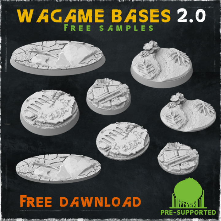 3D Printable Wargame bases 2.0 (Free Samples) by Zabavka Workshop