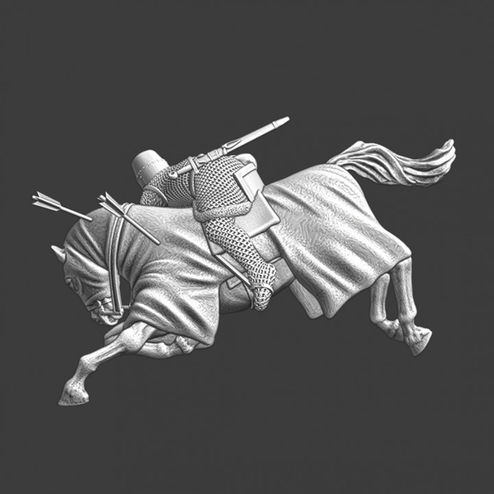 3D Printable Medieval knight falling from caparison covered horse by ...