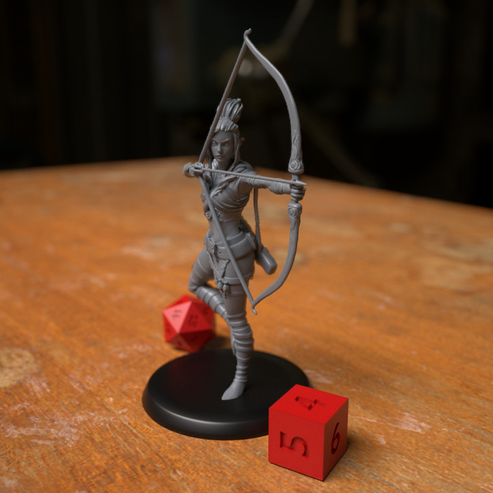 3D Printable Female Elf Archer Ranger by Atlas Studios