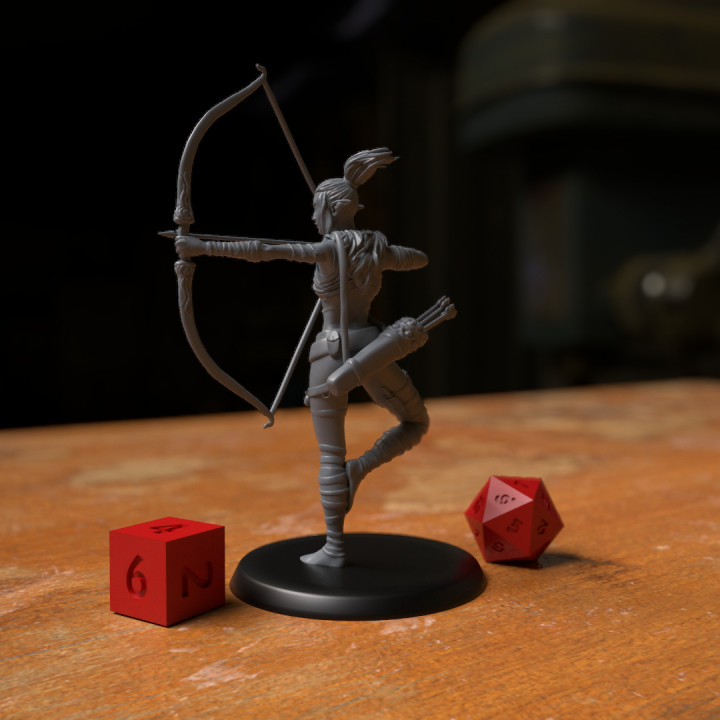 3D Printable Female Elf Archer Ranger by Atlas Studios