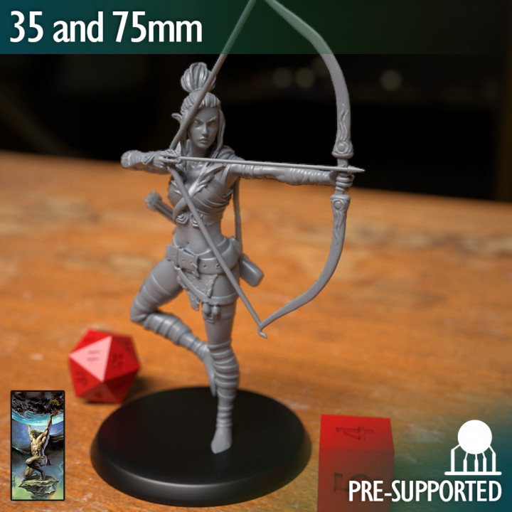 3D Printable Female Elf Archer Ranger by Atlas Studios