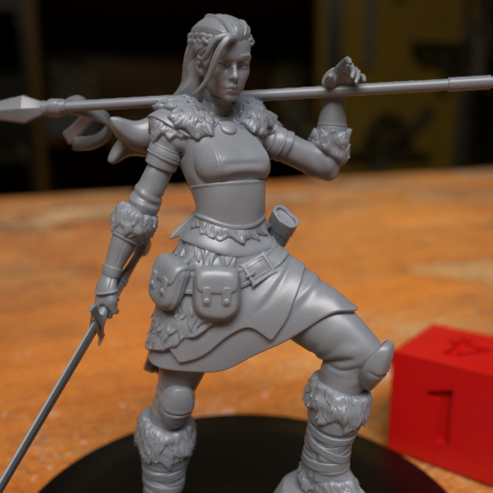 3D Printable Barbarian Ranger Female Fighter Warrior by Atlas Studios