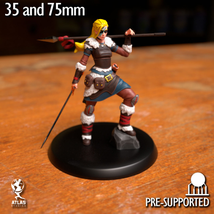 3D Printable Barbarian Ranger Female Fighter Warrior by Atlas Studios