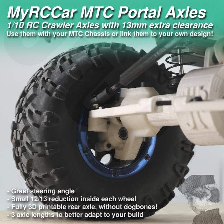 3D Printable MyRCCar MTC Portal Axles, 1/10 RC Crawler Axles with 13mm ...