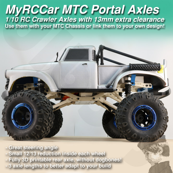 3D Printable MyRCCar MTC Portal Axles, 1/10 RC Crawler Axles with 13mm ...