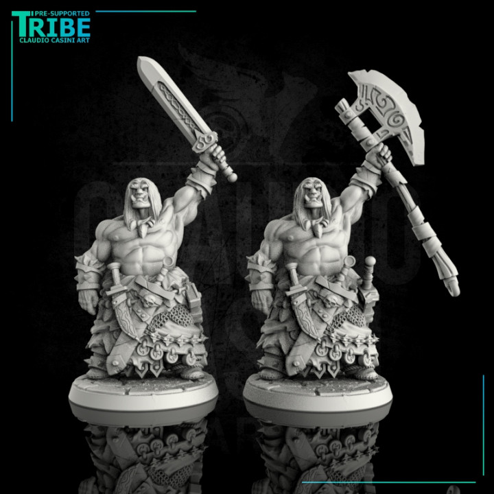 3D Printable (0034) Male human orc half-orc barbarian warrior with ...