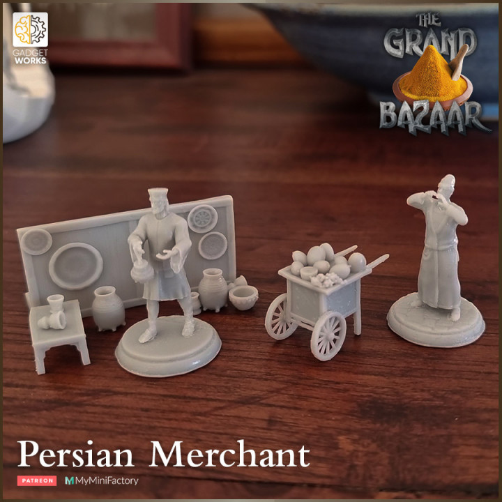 3D Printable 2 Persian Merchants with Wares - The Grand Bazaar by ...