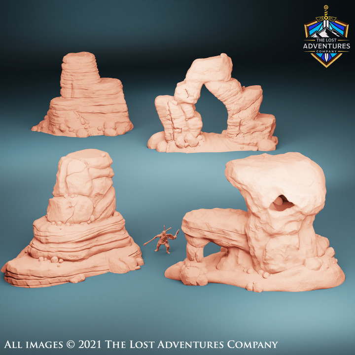 3D Printable Desert Rock Formations (Set of 4) by The Lost Adventures Co.