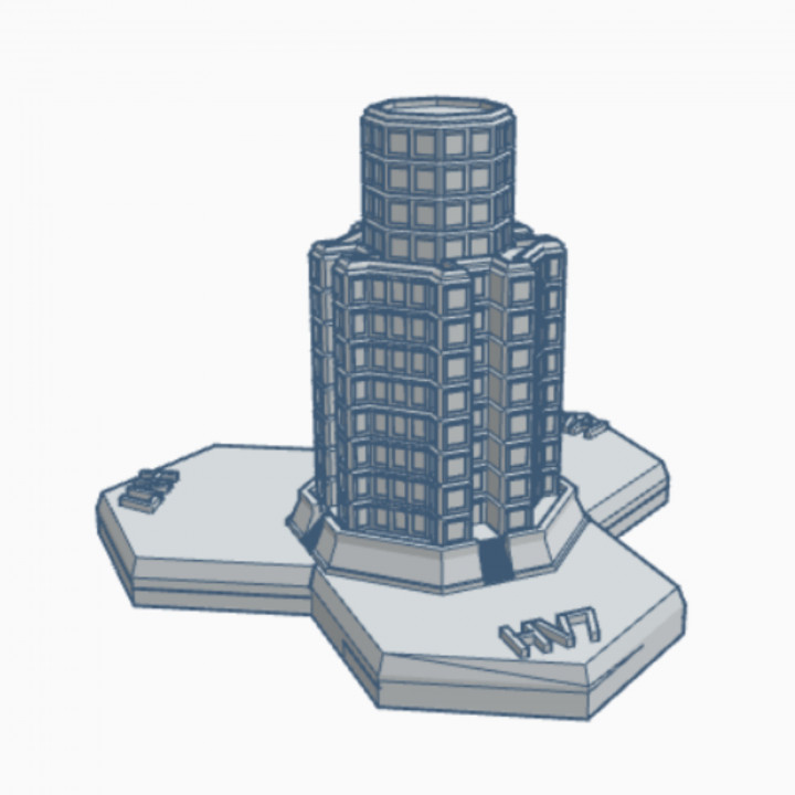 3D Printable Corporate HQ Tower Hex Map Scale HMSSF047 by Wargame Forge