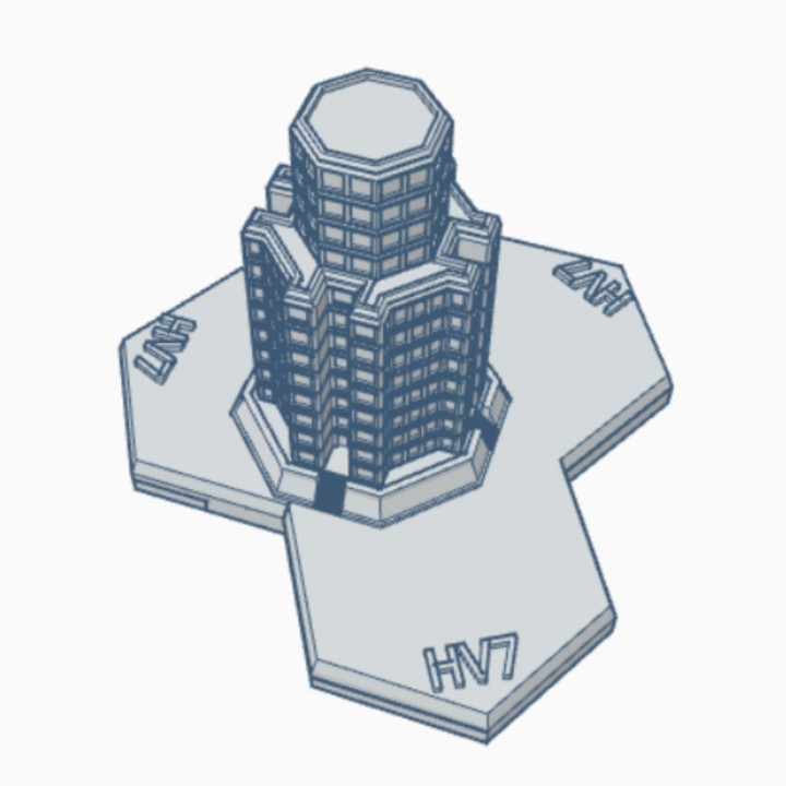 3D Printable Corporate HQ Tower Hex Map Scale HMSSF047 by Wargame Forge