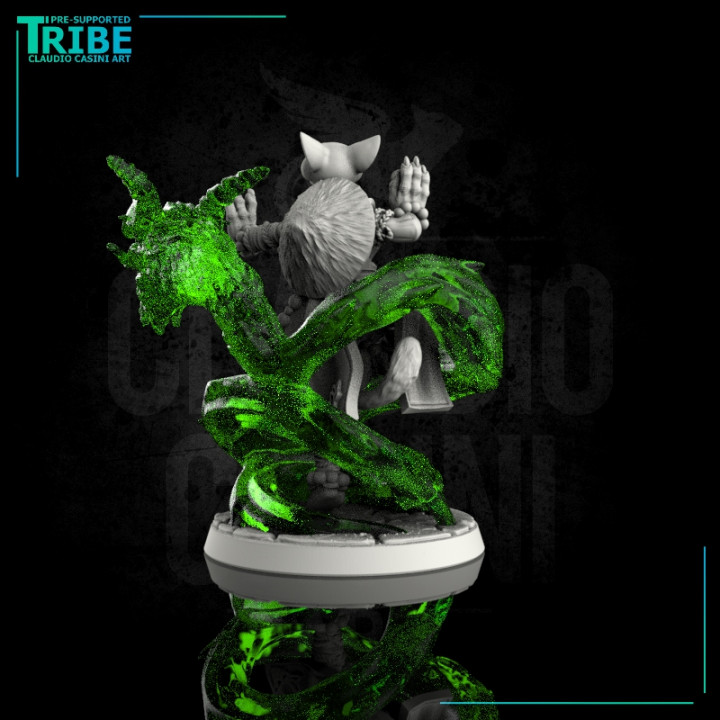 3D Printable (0013) Female felinid monk druid cleric warrior with ...