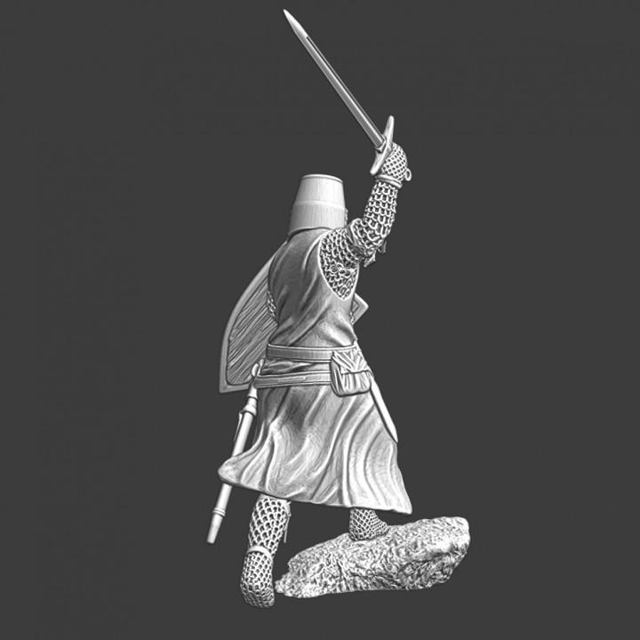 3D Printable Medieval crusader knight - charging raised sword by ...