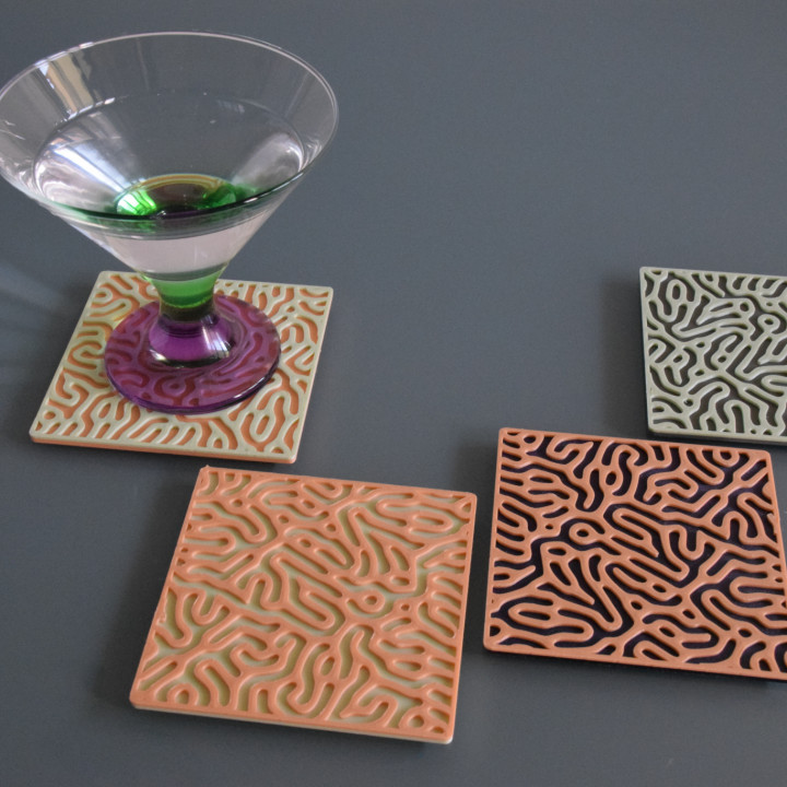 3D Printable Pelagic Maze (Coaster - Reaction-Diffusion) by voidbubble