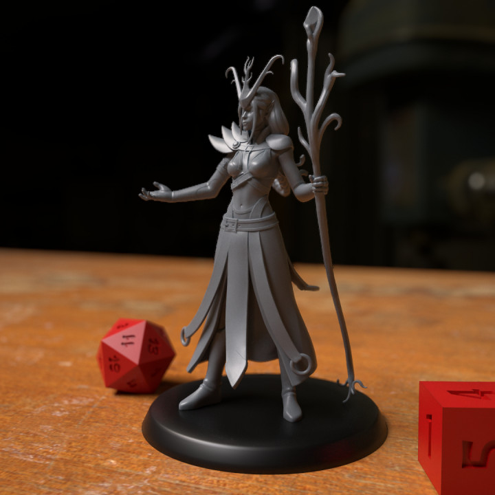 3D Printable Female Elf Wizard Necromancer by Atlas Studios