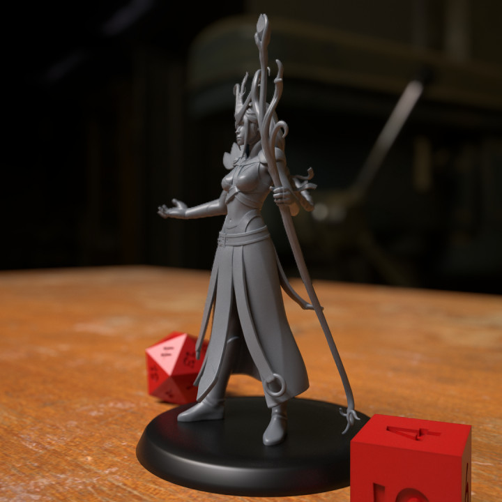 3D Printable Female Elf Wizard Necromancer by Atlas Studios