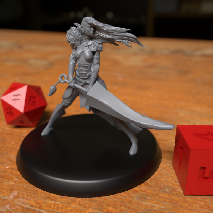 3D Printable Female Elf Fighter Champion by Atlas Studios