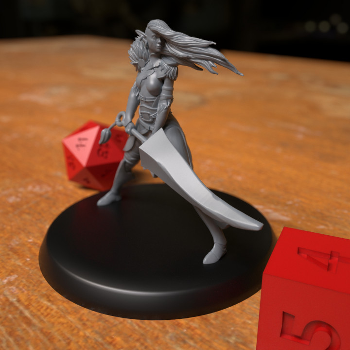 3D Printable Female Elf Fighter Champion by Atlas Studios