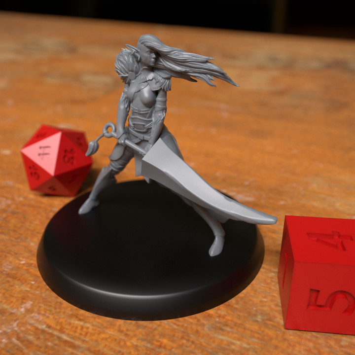 3D Printable Female Elf Fighter Champion by Atlas Studios