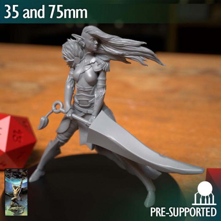 3D Printable Female Elf Fighter Champion by Atlas Studios