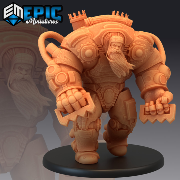 3D Printable Exosuit Dwarf / Construct Hammer / War Machine / Steampunk ...
