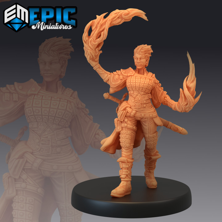 3D Printable Guild Mage Set / Elemental Warrior / Mystical Female Human ...