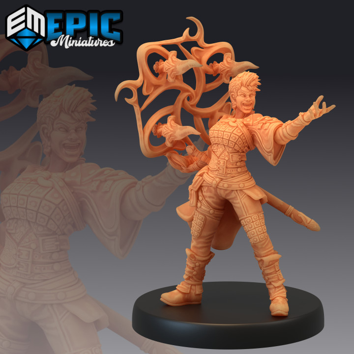 3D Printable Guild Mage Set / Elemental Warrior / Mystical Female Human ...