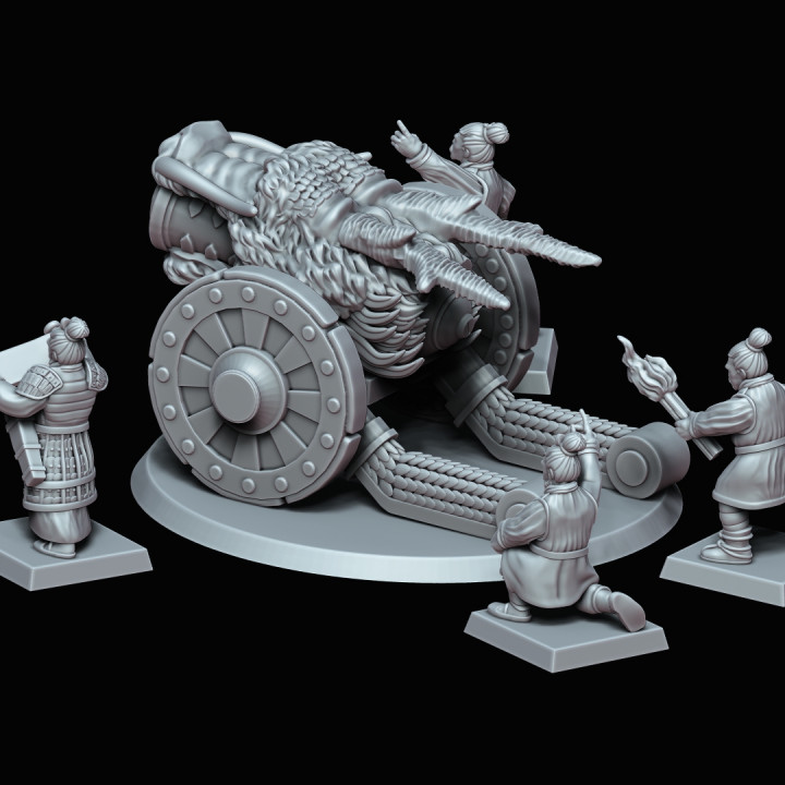 3D Printable Cathay Cannon with crew by Empire Miniatures