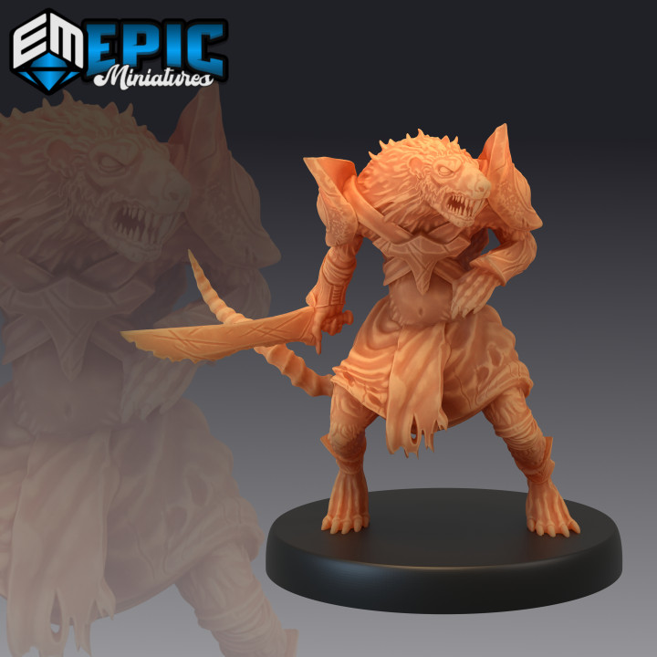 3D Printable Sewer Rat Tribe Set / Ratfolk Sword Axe Soldier / Rodent ...