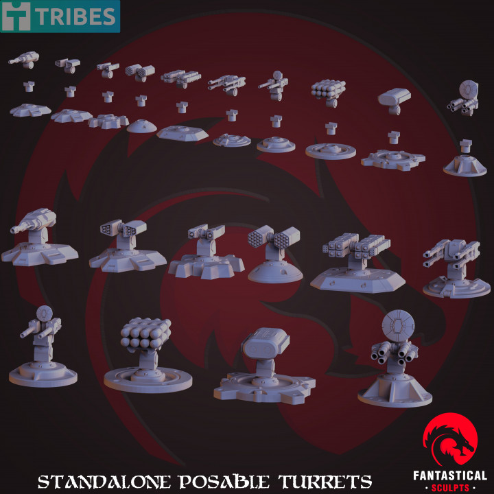 3D Printable Standalone Posable Turrets by Dungeons and Dreadnoughts