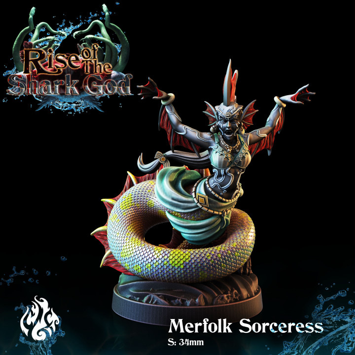 3D Printable Merfolk Sorceress by Crippled God Foundry