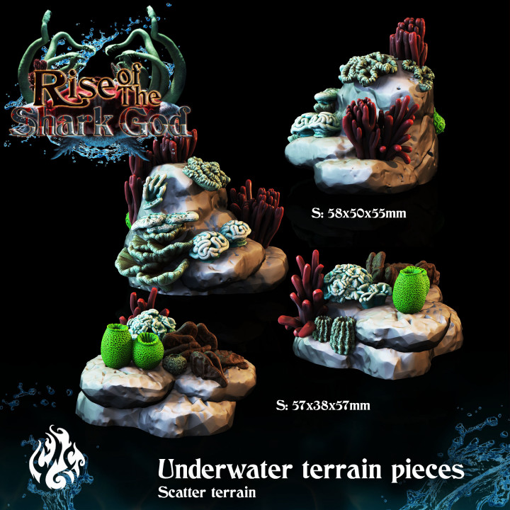 3D Printable Underwater Terrain pieces by Crippled God Foundry