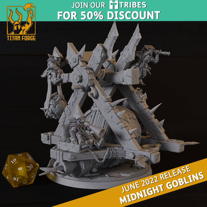3D Printable Midnight Goblins Goblin Catapult by Titan Forge Miniatures