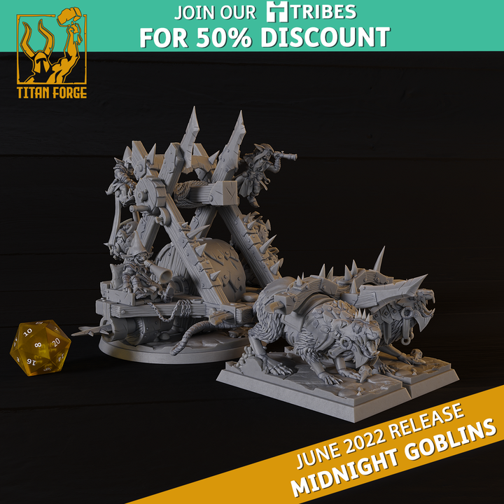3D Printable Midnight Goblins Goblin Catapult by Titan Forge Miniatures