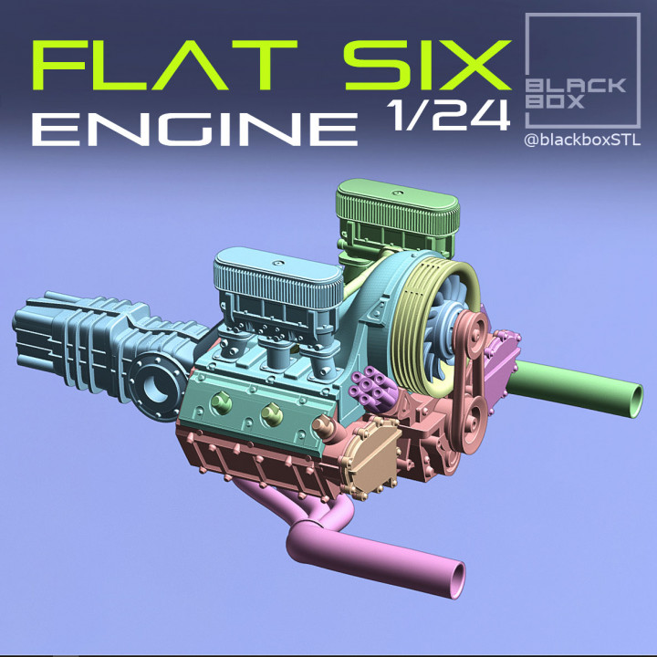 3D Printable FLAT SIX ENGINE 1-24TH FOR MODELKITS AND DIECAST by black ...