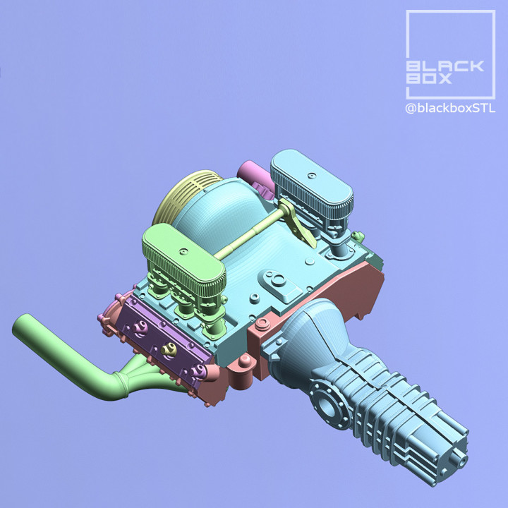 3D Printable FLAT SIX ENGINE 1-24TH FOR MODELKITS AND DIECAST by black ...