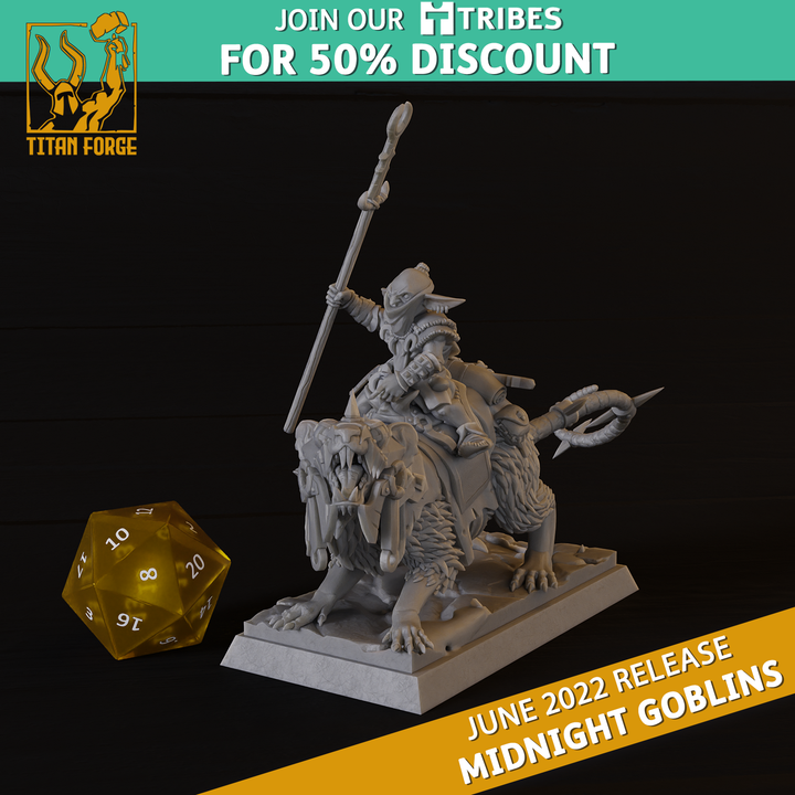 3D Printable Midnight Goblins Goblin Rat Riders by Titan Forge Miniatures