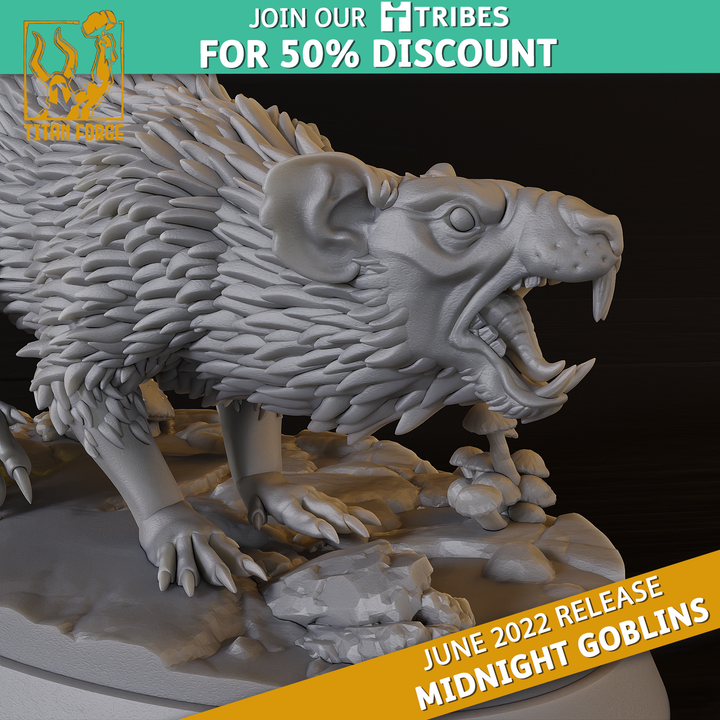 3D Printable Midnight Goblins Giant Rats by Titan Forge Miniatures