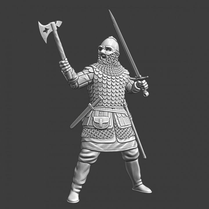 3D Printable Medieval Russian knight with axe and sword by Northern ...