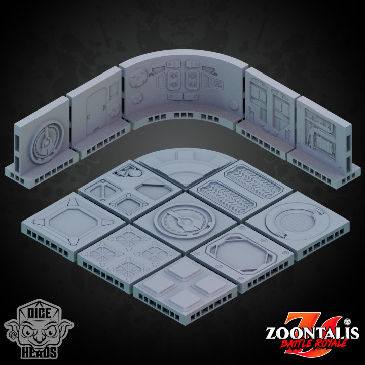 3D Printable Sci-Fi Terrain Tiles (Openlock) by Dice Heads