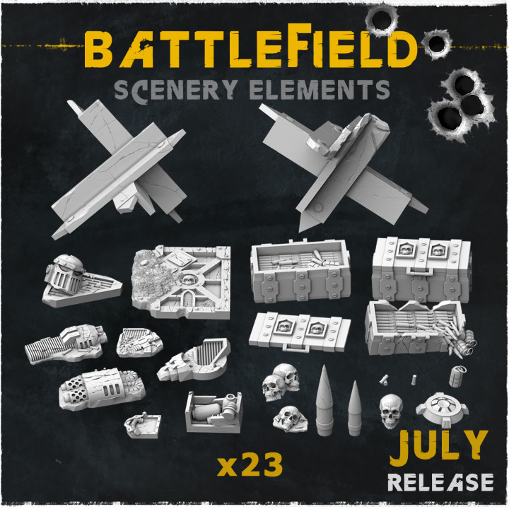 3D Printable Battlefield - Scenery Elements (July Release) by Zabavka ...
