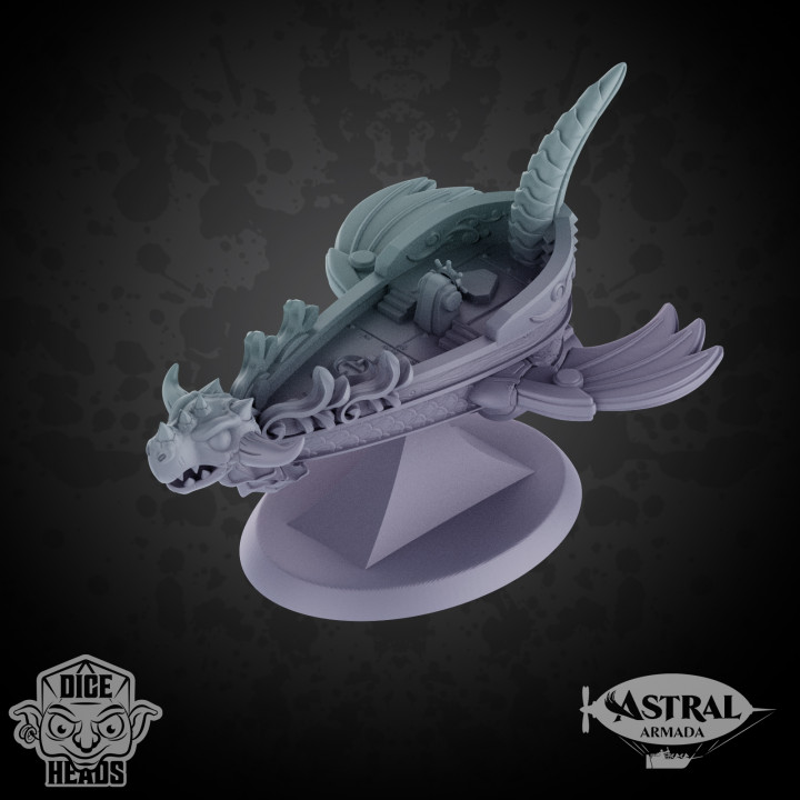 3D Printable Dragon Yacht Astral Ship (miniature version) by Dice Heads