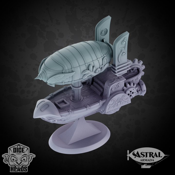 3D Printable Steampunk Skiff Astral Ship (miniature version) by Dice Heads