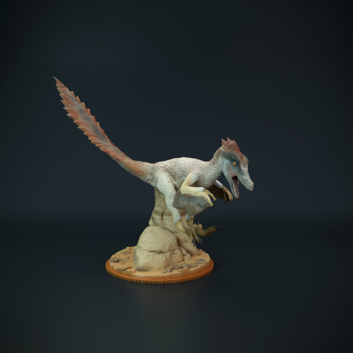 3D Printable Velociraptor Mongolianensis pounce by Dino and Dog