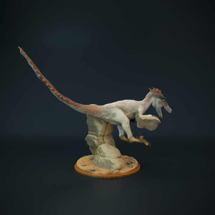 3D Printable Velociraptor Mongolianensis pounce by Dino and Dog