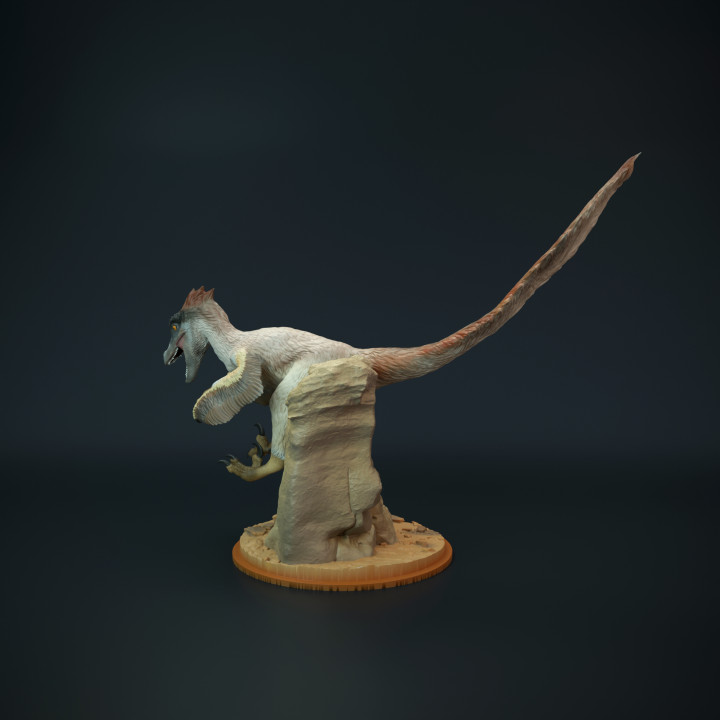 3D Printable Velociraptor Mongolianensis pounce by Dino and Dog