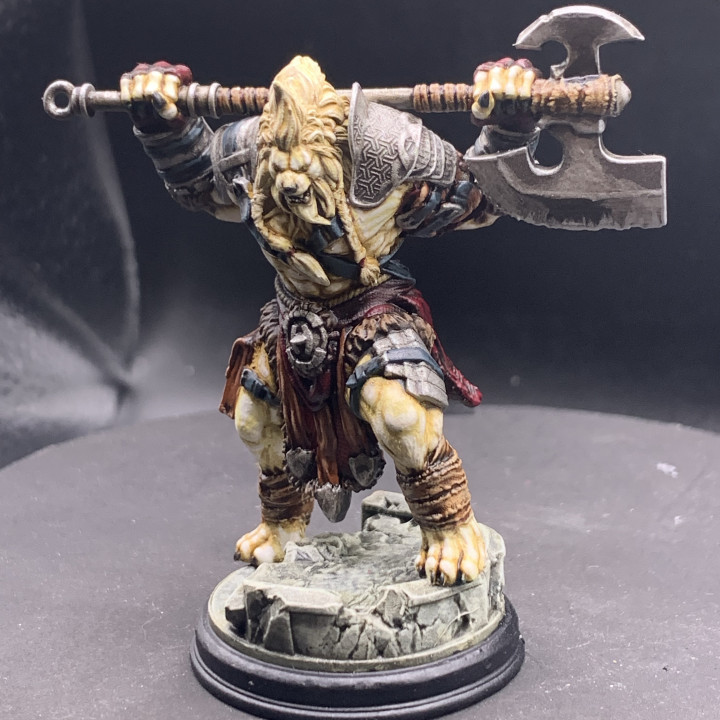 3D Print of Lion-folk Barbarian - Ezeqial by Scarecrow4560