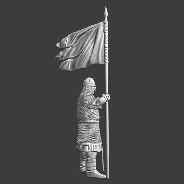 3D Printable Medieval guard with banner by Northern Crusades Miniatures