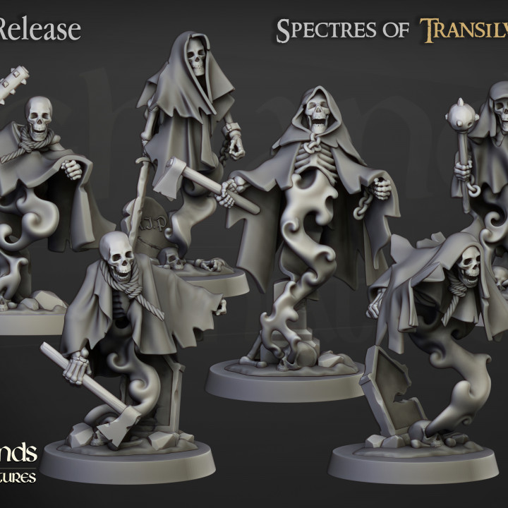 3D Printable Crypt Ghosts - Highlands Miniatures by Highlands Miniatures
