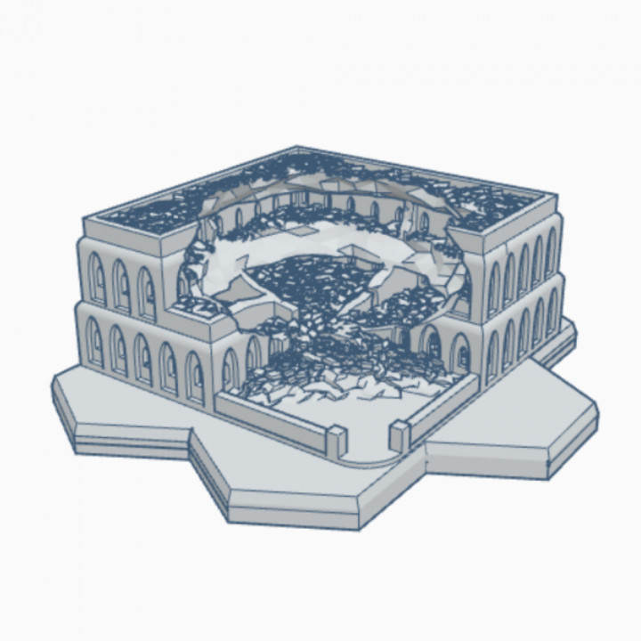 3D Printable Ruined Desert Building 2 with Hex Base DWRHB002 by Wargame ...