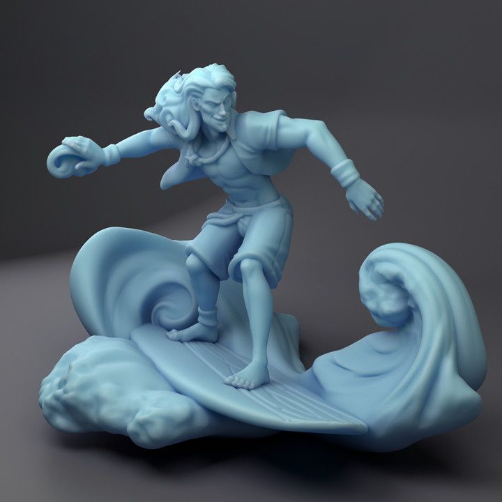 3D Printable Surfer Wizard by Twin Goddess Miniatures